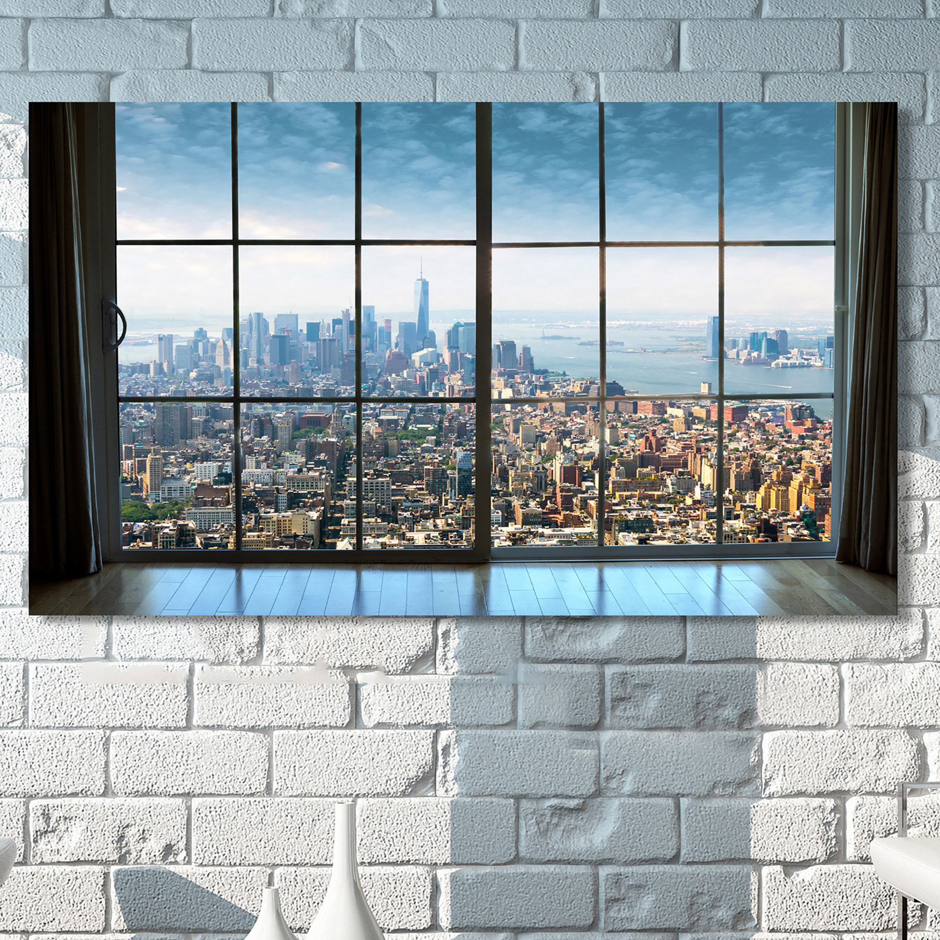 Ebern Designs New York City Window - Wrapped Canvas Photograph ...