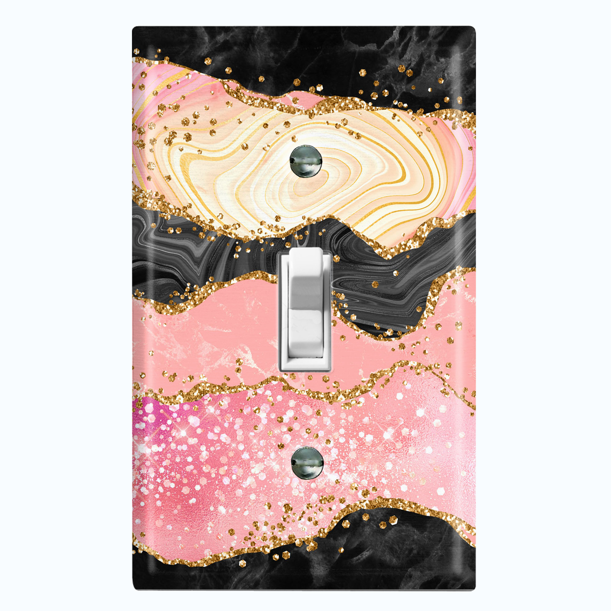WorldAcc Girls Room Glitter Pink Black Marble 1-Gang Toggle Light ...