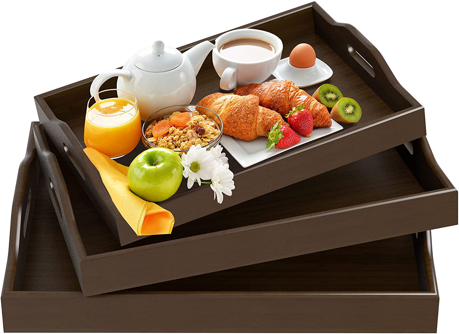 Red Barrel Studio® Bamboo Tray - Set of 3 & Reviews | Wayfair