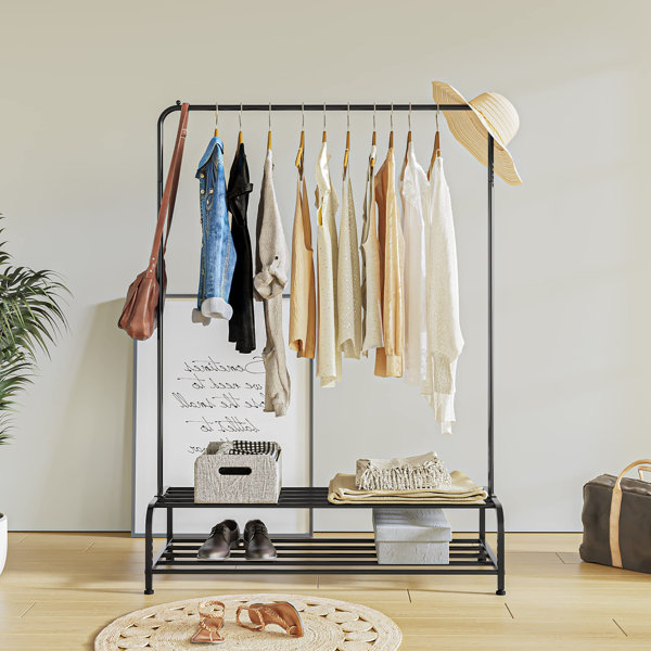 Rebrilliant Clothes Rack Heavy Duty Clothes Rail Stand With Shelf,Metal ...