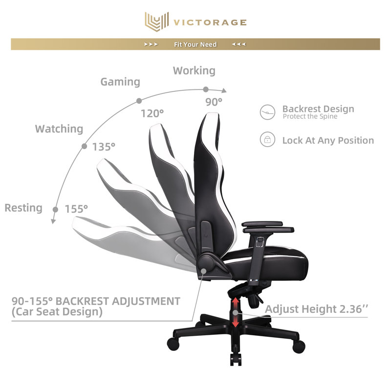 VICTORAGE Computer Gaming Chairs Ergonomic Office Chair With Lumbar ...
