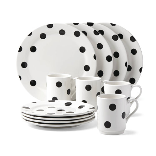 kate spade new york All In Good Taste Deco Dot 12 Piece Dinnerware Set ...