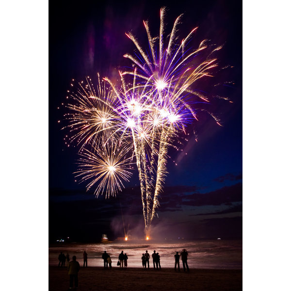 Highland Dunes Fireworks On Beach by Peterkirillov - Wrapped Canvas ...