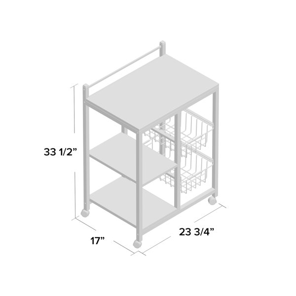 Ebern Designs Elly 23.75'' Wide Rolling Kitchen Cart with Solid Wood ...