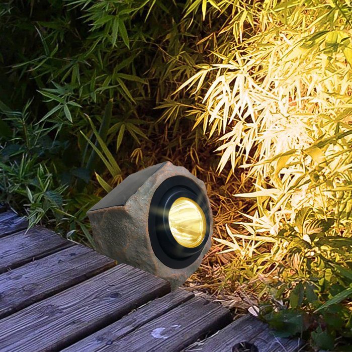 DeckImpressions Sand Solar Powered Integrated LED Spot Light | Wayfair