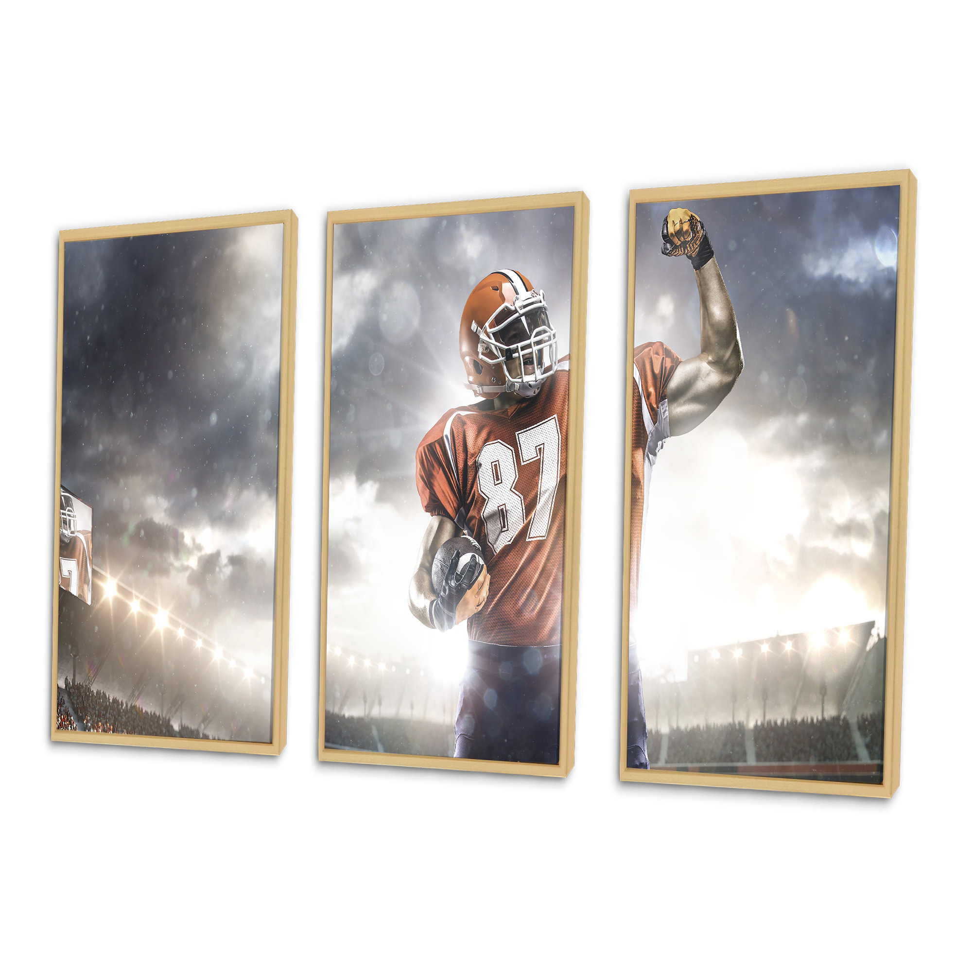 Latitude Run® American Footballer On Stadium - 3 Piece Floater Frame ...