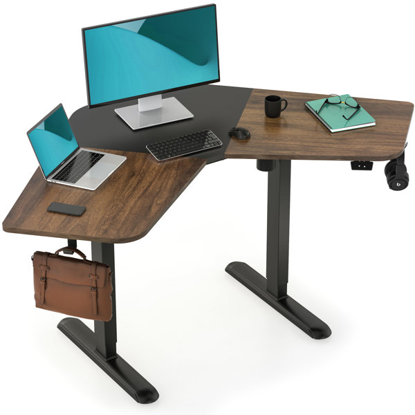 Inbox Zero V-Shaped Electric Standing Desk 36 X 35 Inch Height ...