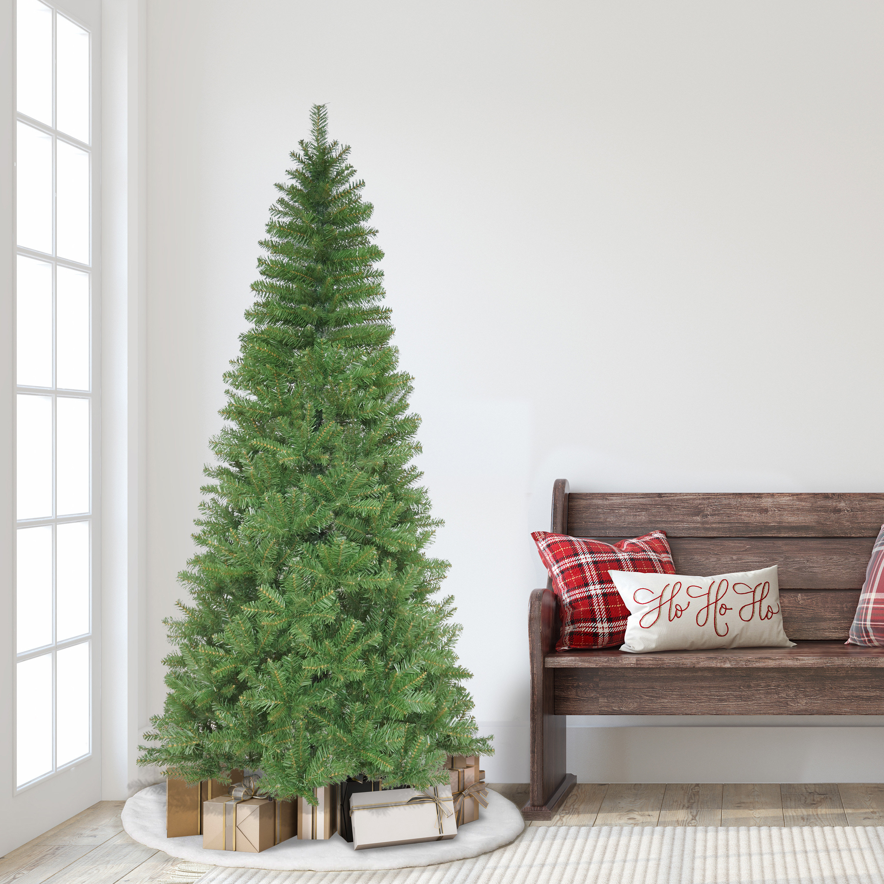 The Seasonal Aisle 7.5Ft (225Cm) Slim PVC Tree, 1084 Tips, Hinged ...