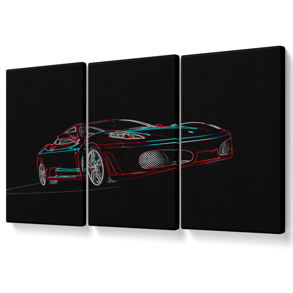 Williston Forge Ferrari Front - 3 Piece Wrapped Canvas Graphic Art ...