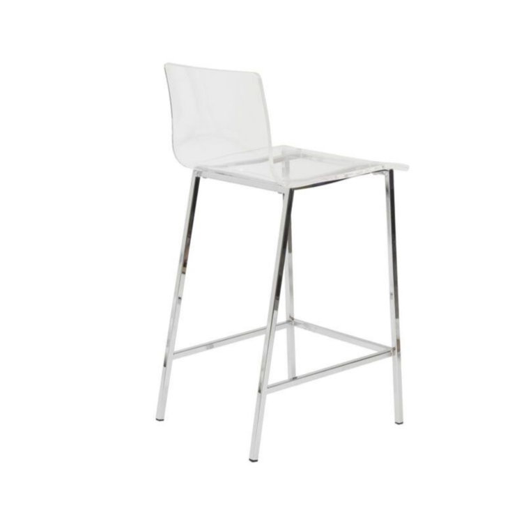 Everly Quinn Nuk Clear Acrylic Stool With Polished Base | Wayfair