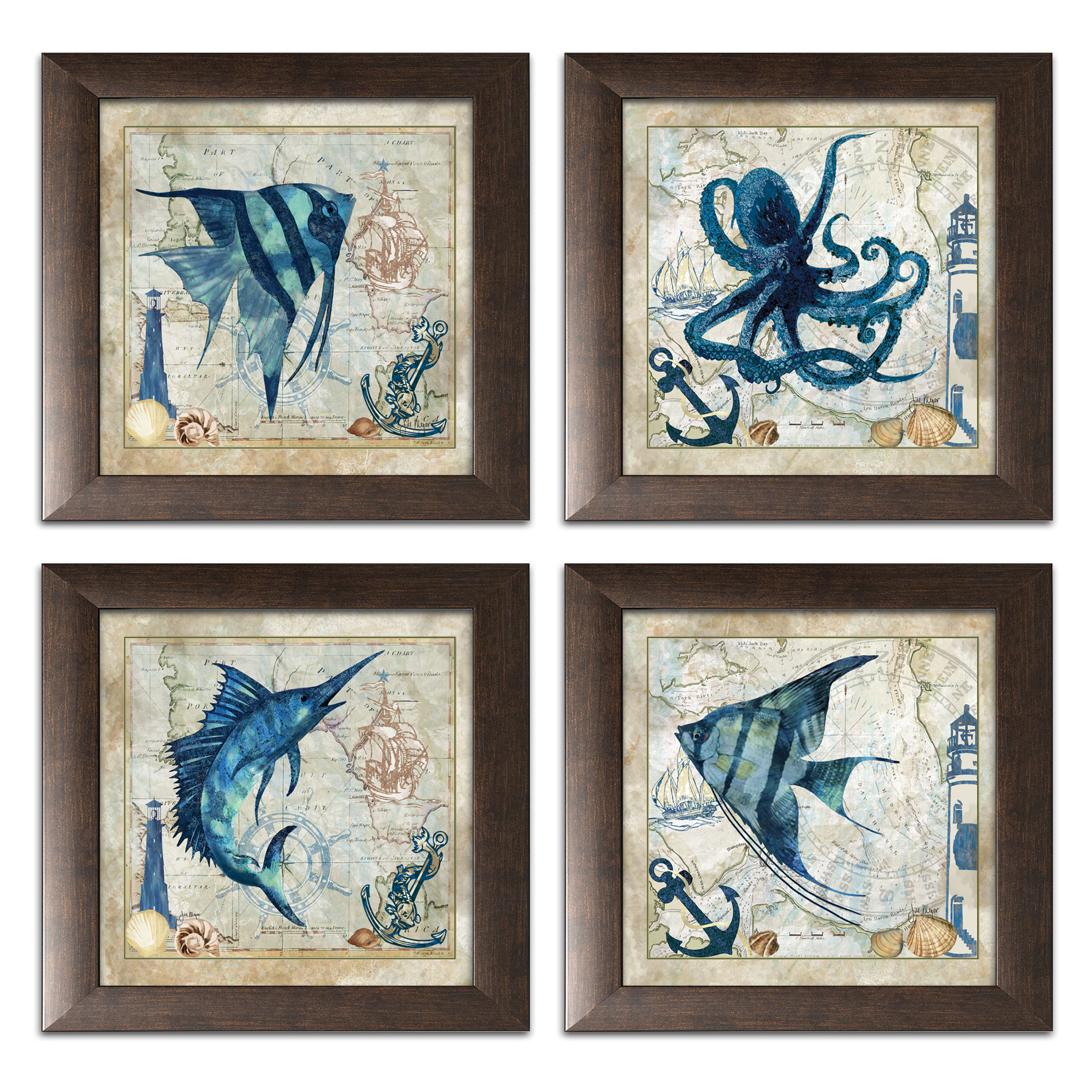 Rosecliff Heights Classic Nautical Octopus, Swordfish, And Tropical ...