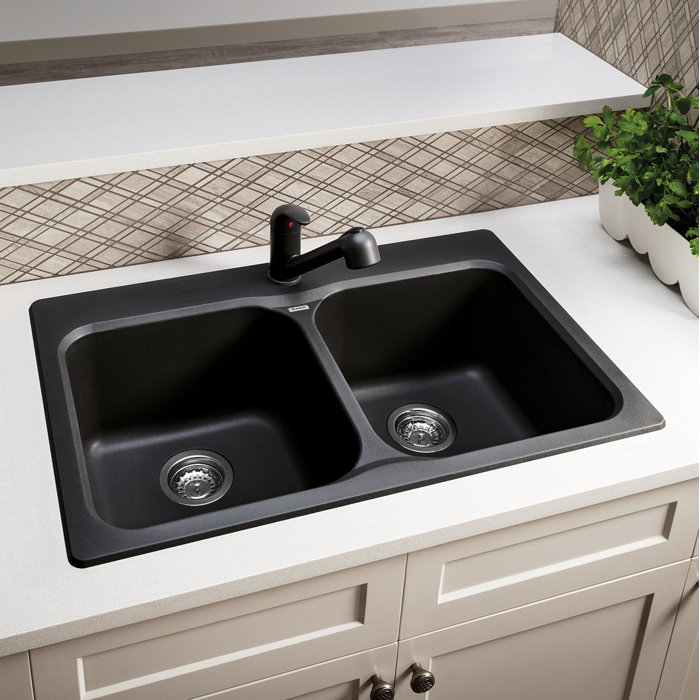 Blanco Évier de cuisine double encastrable à double cuve L 32 po x L 21 ...