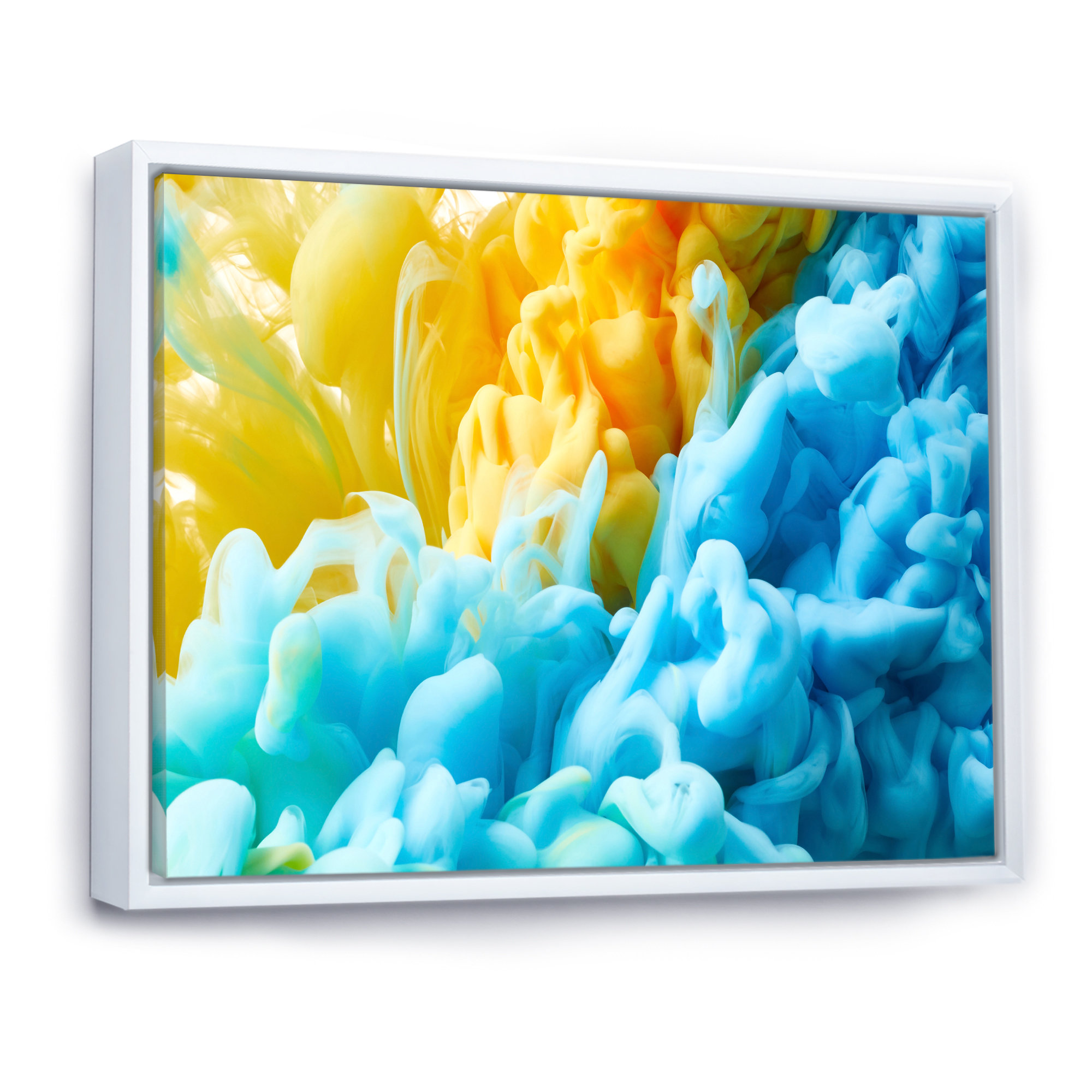 Wrought Studio Yellow And Blue Fluid Ink - Graphic Art on | Wayfair