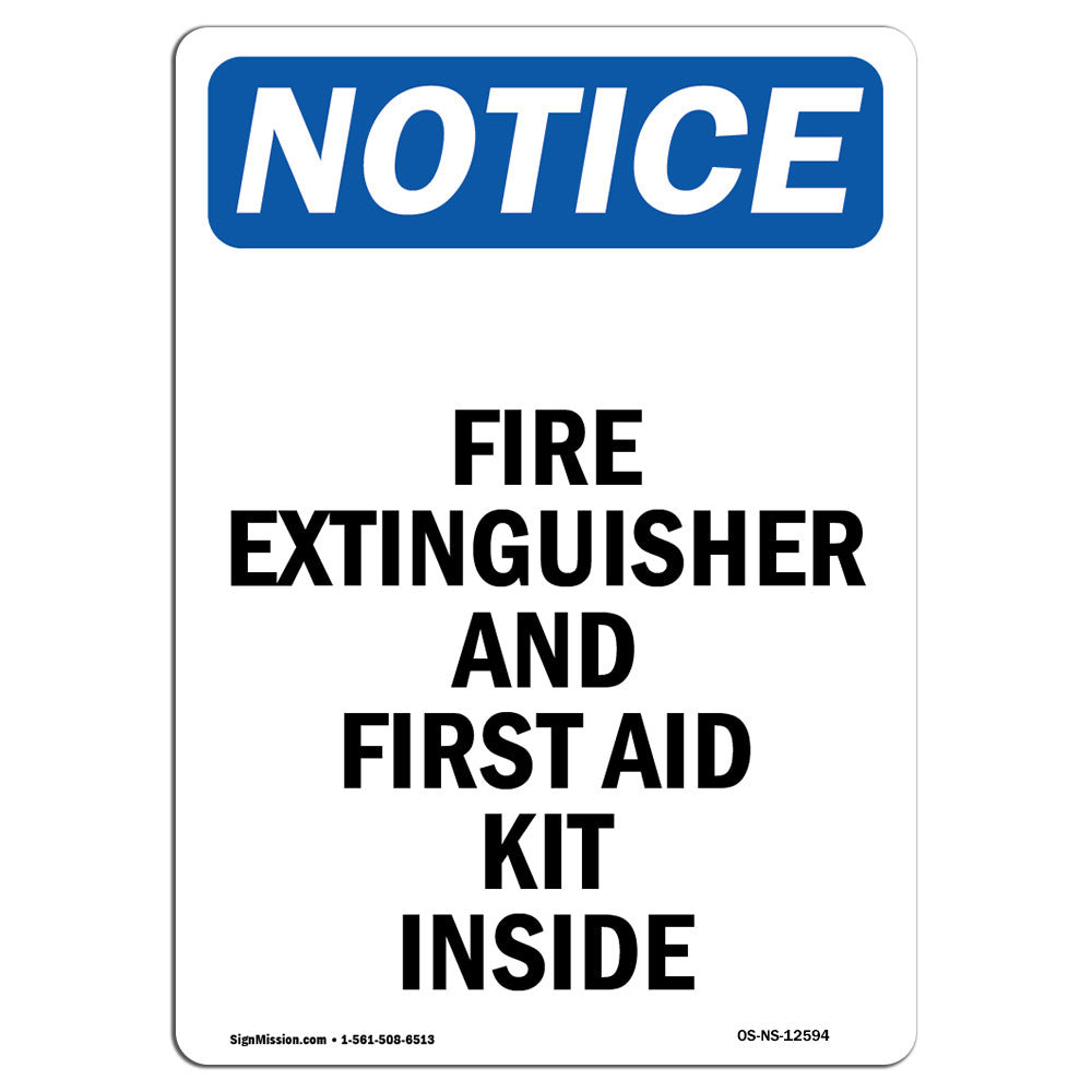 SignMission OSHA Notice - Fire Extinguisher And First Aid Sign | Heavy ...