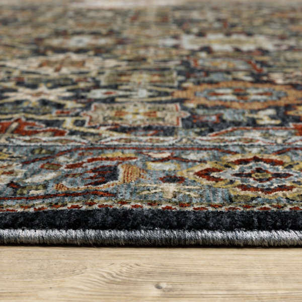 Langley Street Hovis Performance Blue/Brown Rug | Wayfair