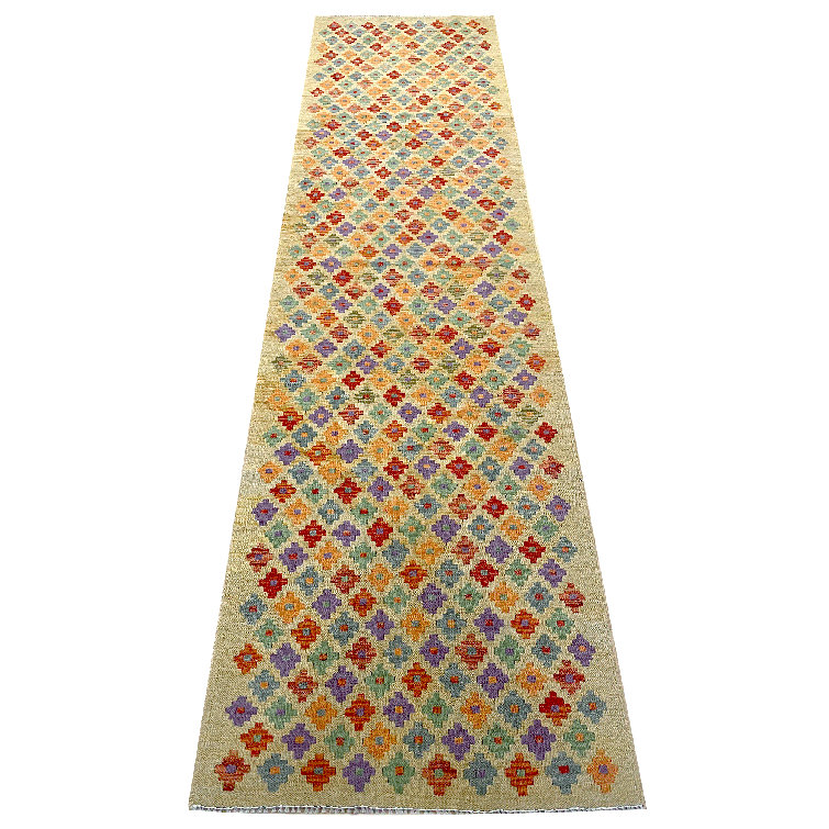 Bungalow Rose Handmade Flatweave Wool Red/Orange/Blue Rug | Wayfair