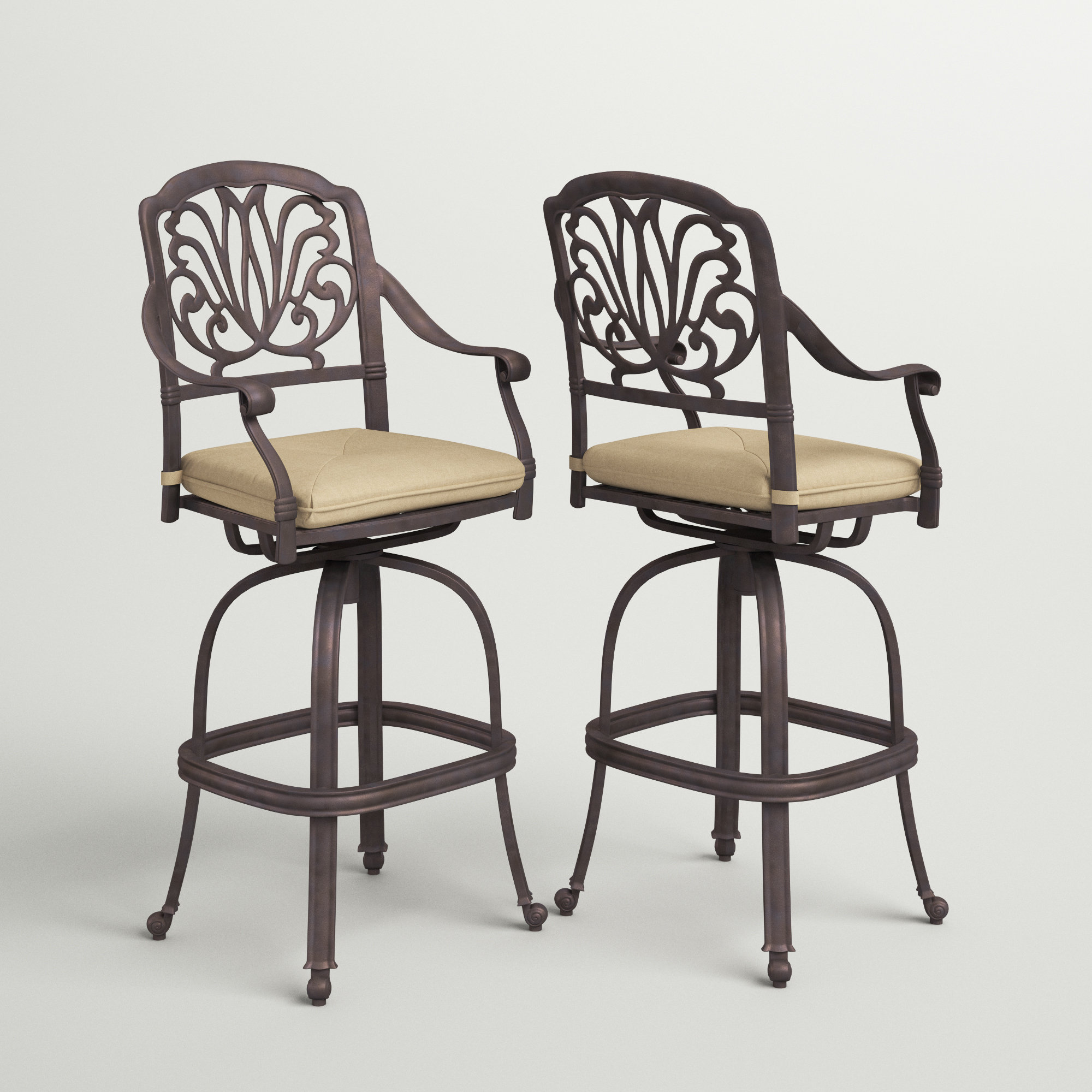 Three Posts™ Lebanon Patio Bar Stool with Cushion | Wayfair