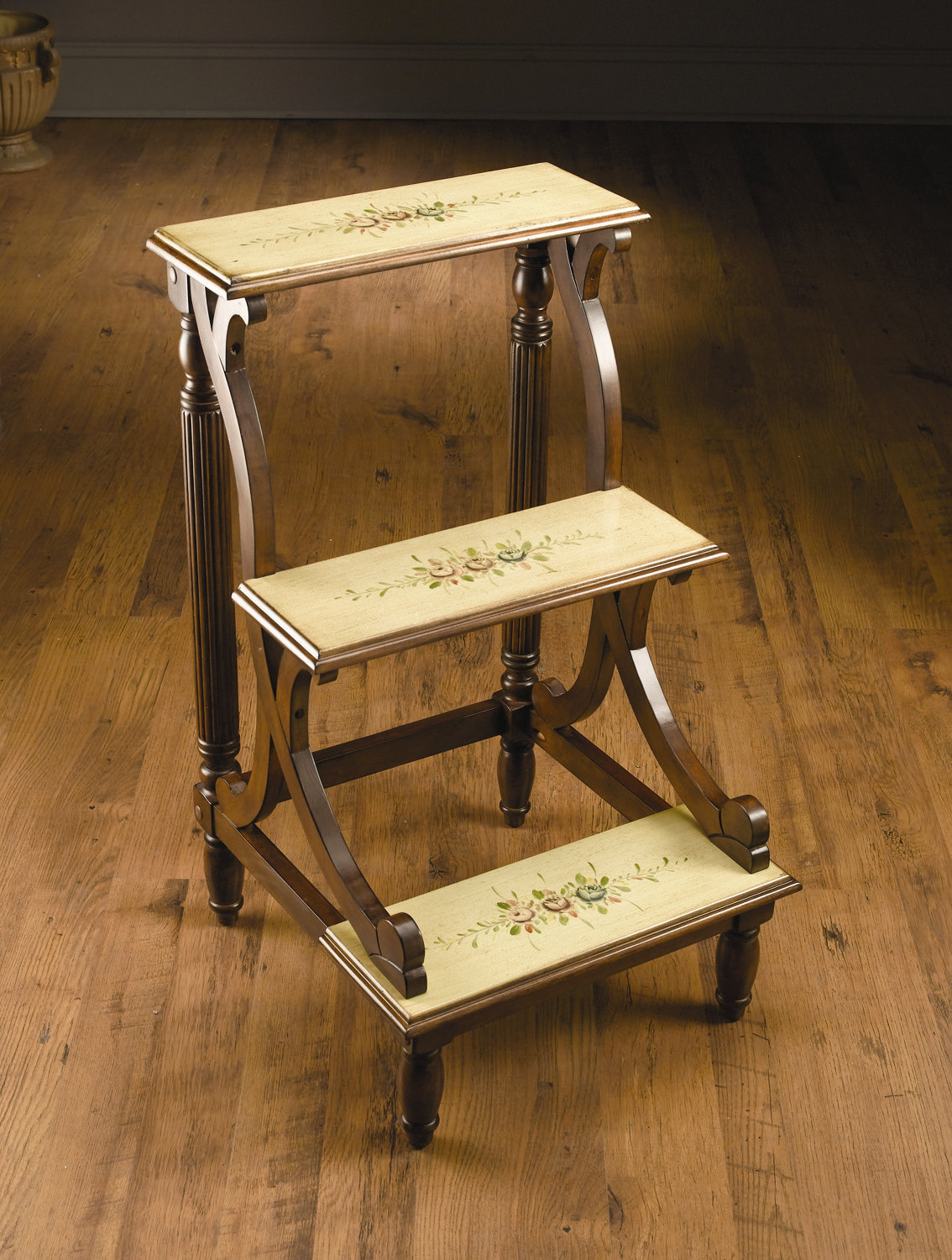 AA Importing 3-Step Wood Library Step Stool with 50 lb. Load Capacity ...