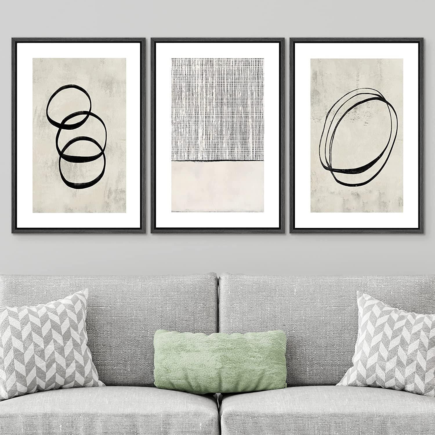 SIGNLEADER Geometric Ring Grid Landscape - 3 Piece Painting on | Wayfair