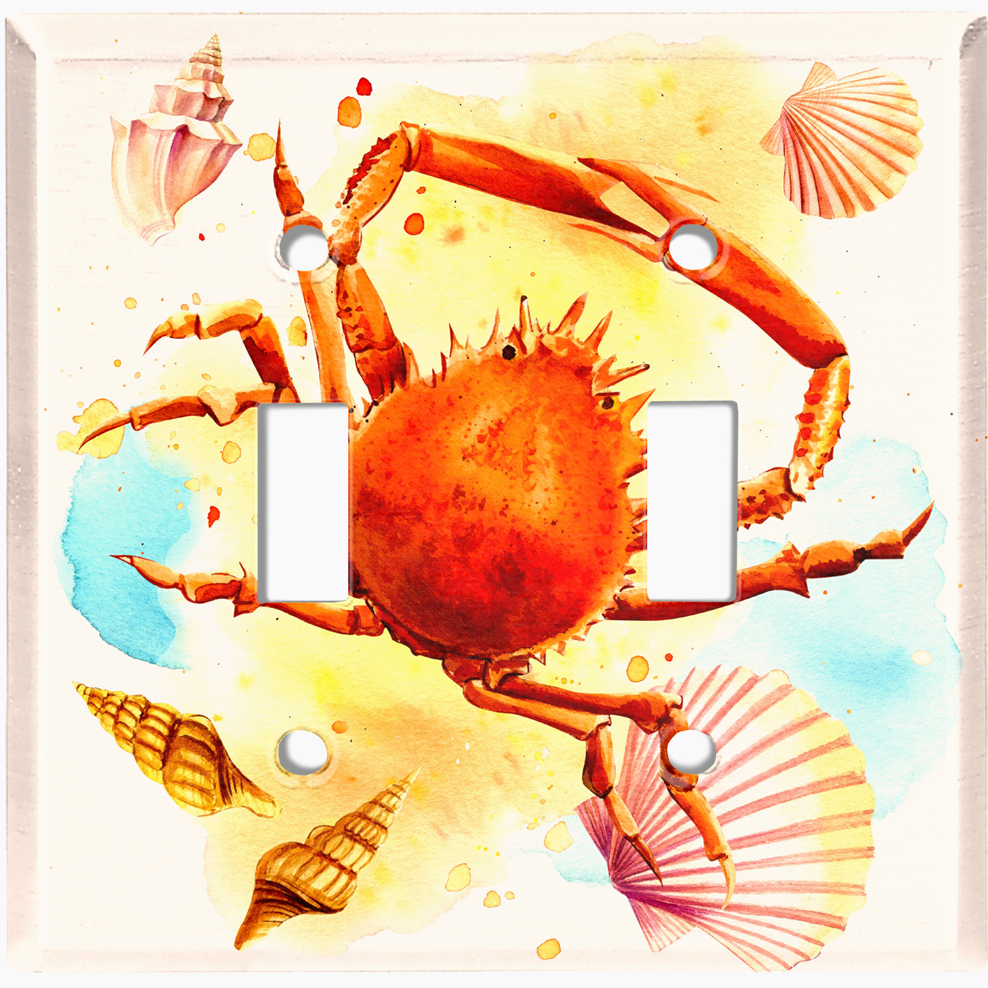 WorldAcc Sea Crab Shell Sand Beach 2-Gang Toggle Light Switch Wall ...