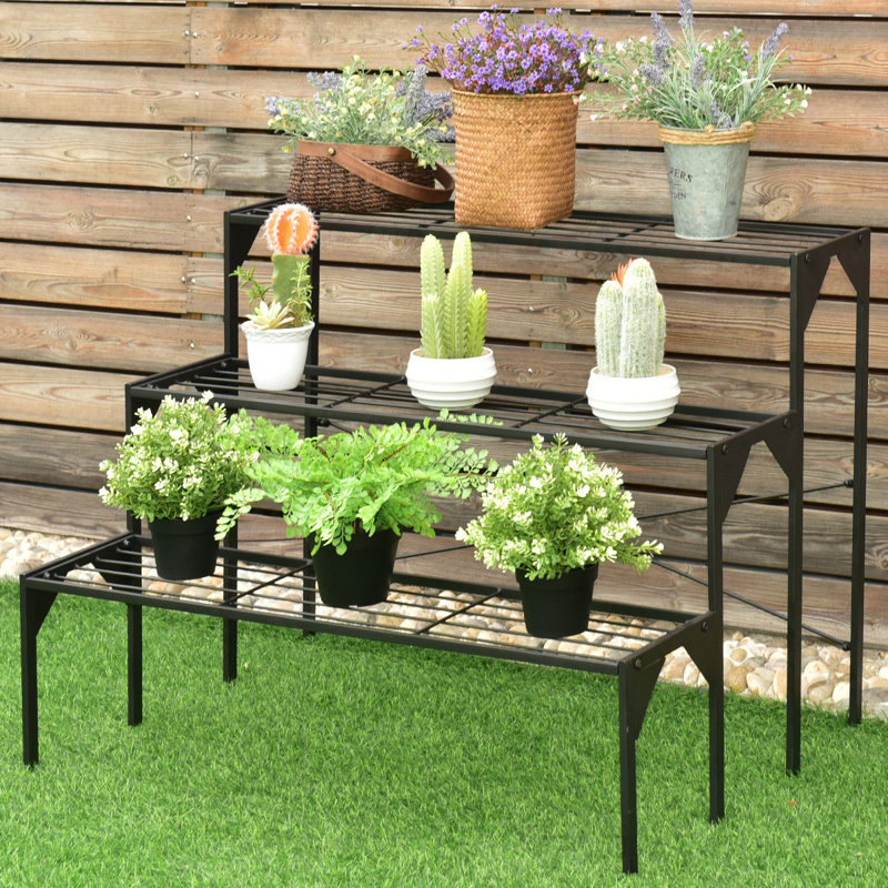 Arlmont & Co. 3 Tier Outdoor Metal Heavy Duty Modern For Multiple Plant ...