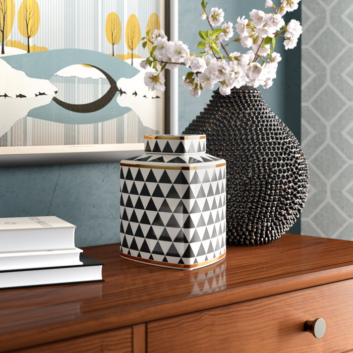 Brayden Studio® Ceramic Black/White Checkered Jar & Reviews | Wayfair