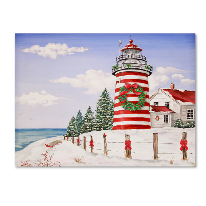 The Holiday Aisle® 'Christmas Lighthouse' Graphic Art Print on Wrapped ...