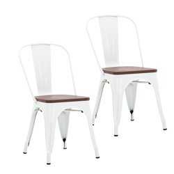 Williston Forge Yancey Metal Slat back Stacking Side chair | Wayfair