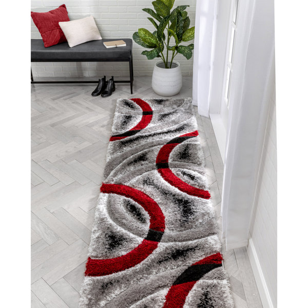 Well Woven San Francisco Geometric Shag Area Rug in Red/Black/Gray ...
