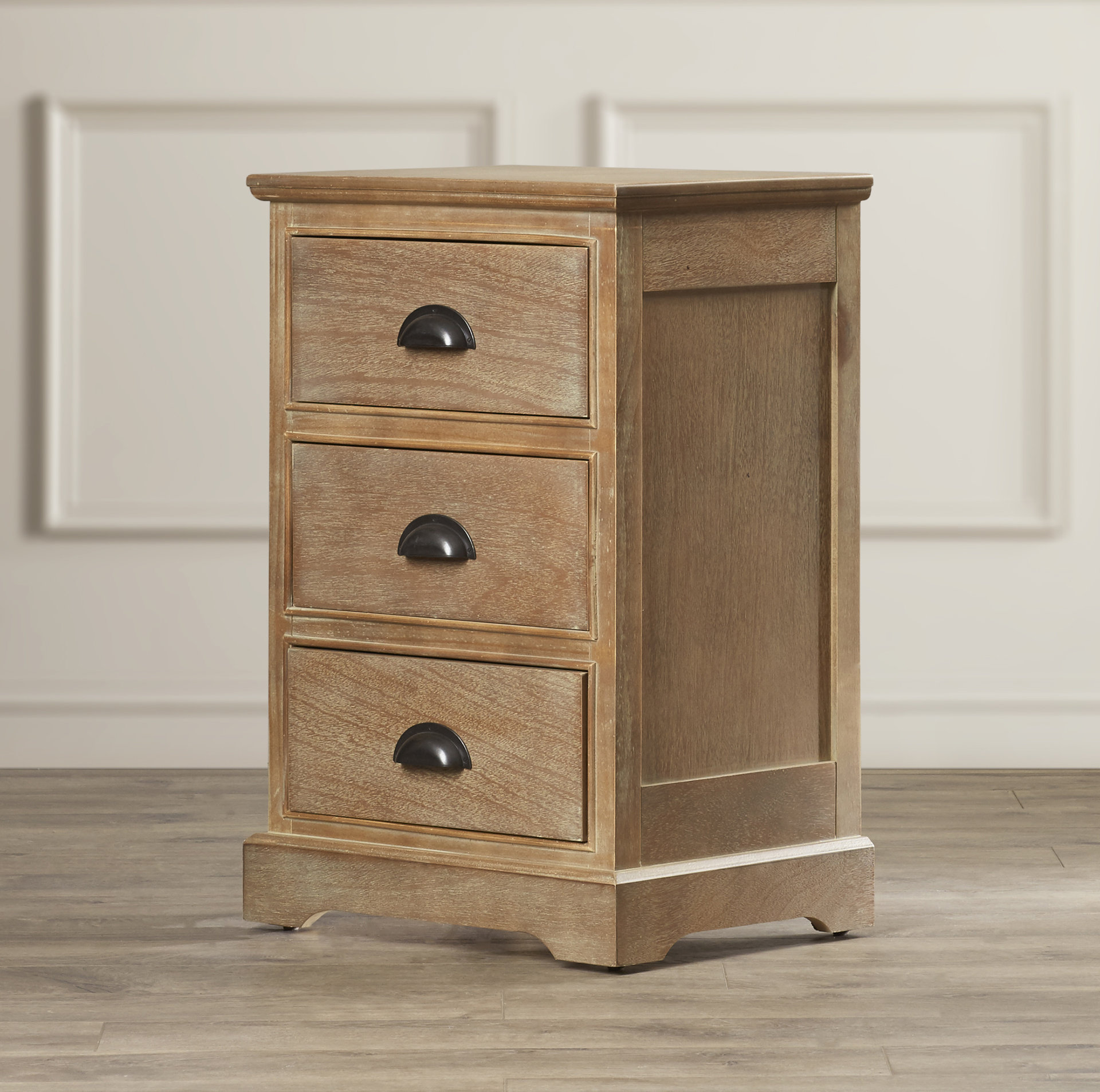 August Grove® Jonesport 26'' Tall Solid Wood 3 - Drawer End Table ...