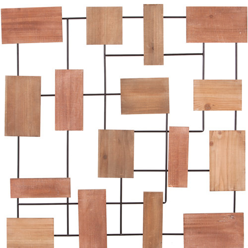 Foundry Select 35" Geometric Wood Block Metal Wall Décor | Wayfair