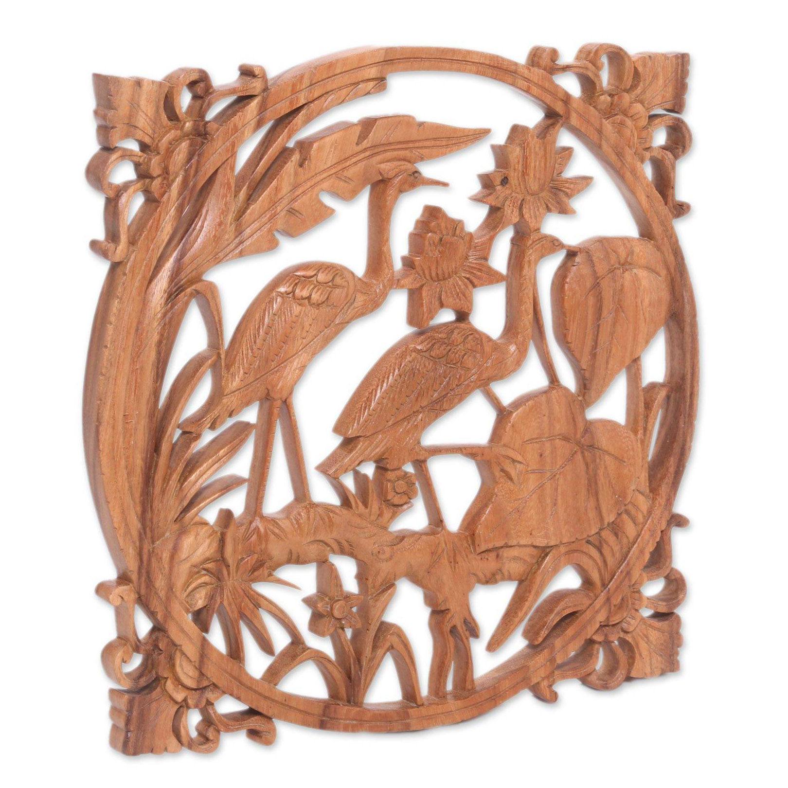 Bay Isle Home Two Herons Wood Relief Panel Wall Décor | Wayfair