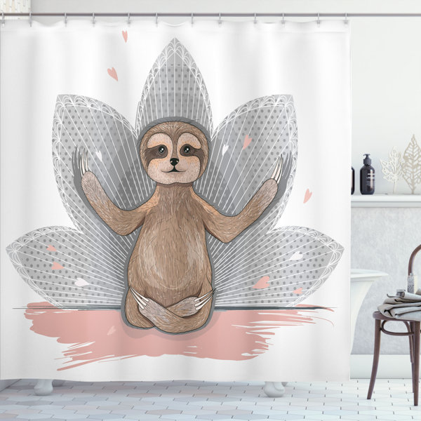 Bless international Sloth Shower Curtain Set + Hooks | Wayfair