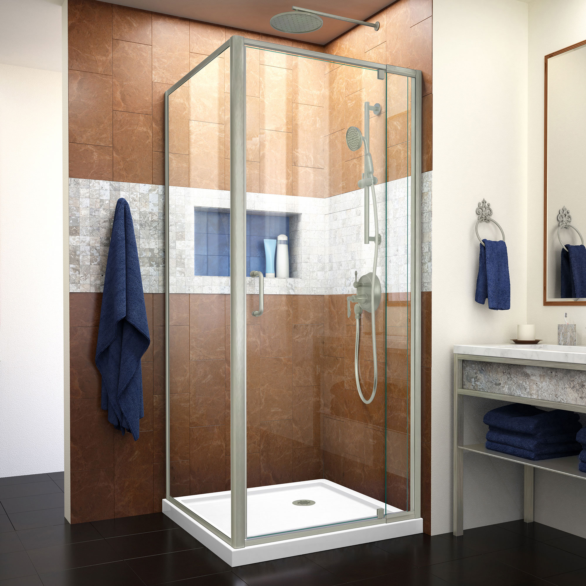 DreamLine Flex 32" x 74.75" Square Pivot Shower Enclosure with Base Included & Reviews | Wayfair