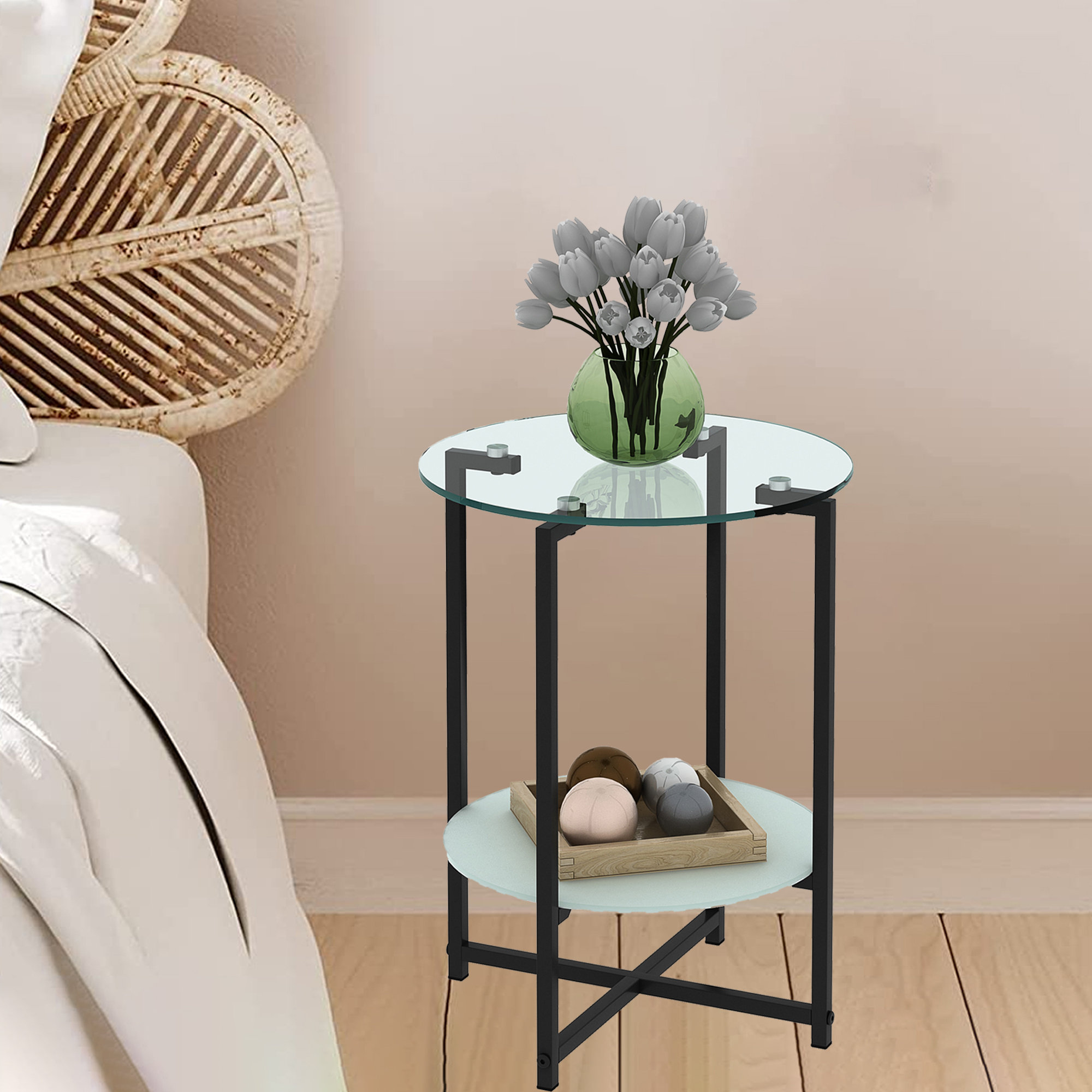 Ebern Designs Ixcoy 20.87'' Tall Glass End Table | Wayfair