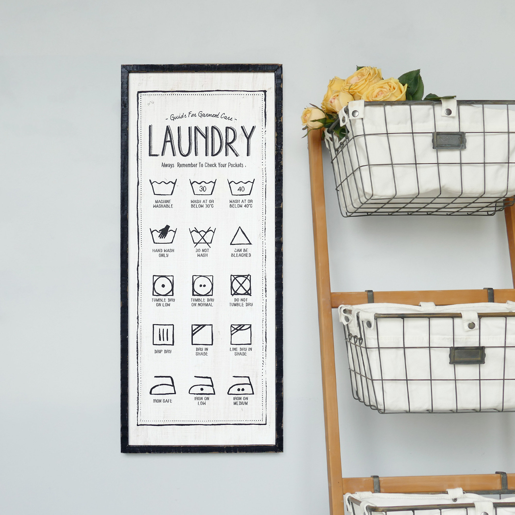 Mike & Melissa Laundry Symbols Guide Vertical Wood Wall Sign & Reviews ...