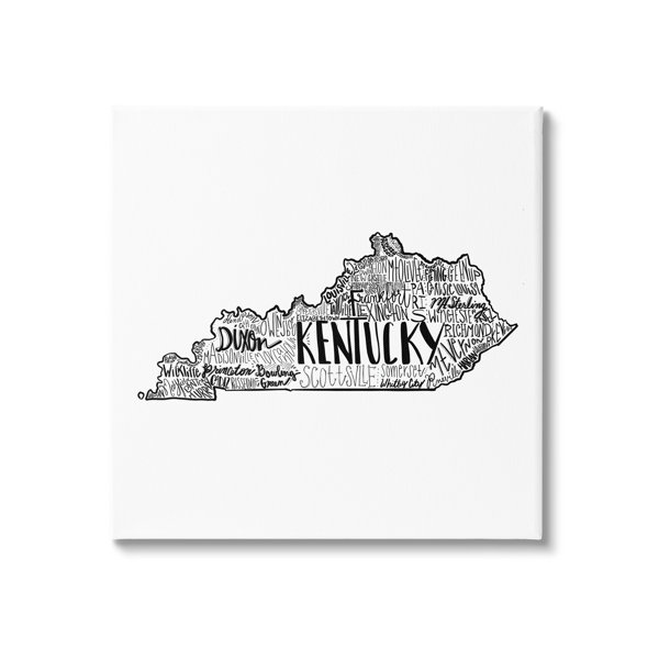 Ebern Designs Kentucky State Shape Typography Map - Wrapped Canvas ...