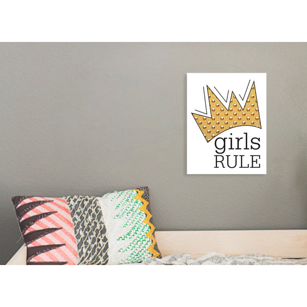 Children Inspire Design Girls Rule Crown Personalized Canvas Art ...