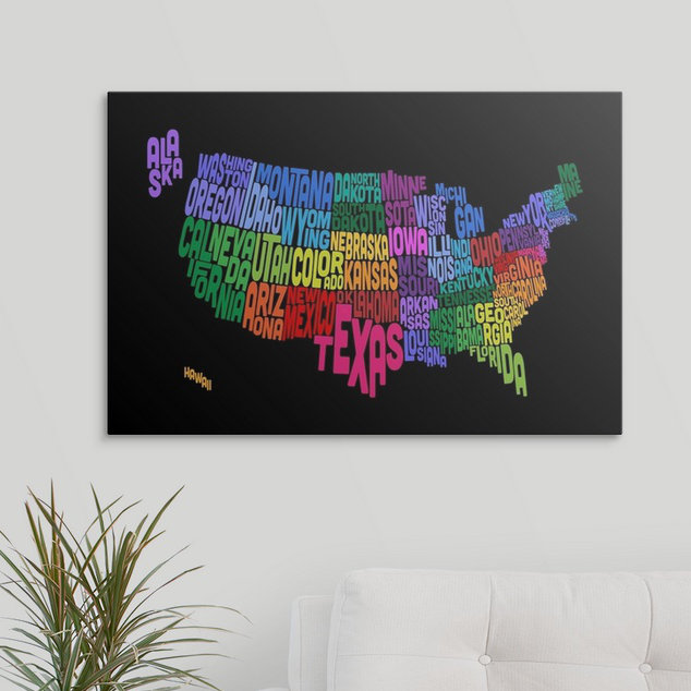 Ebern Designs Francy United States Typography Text Map by Michael ...
