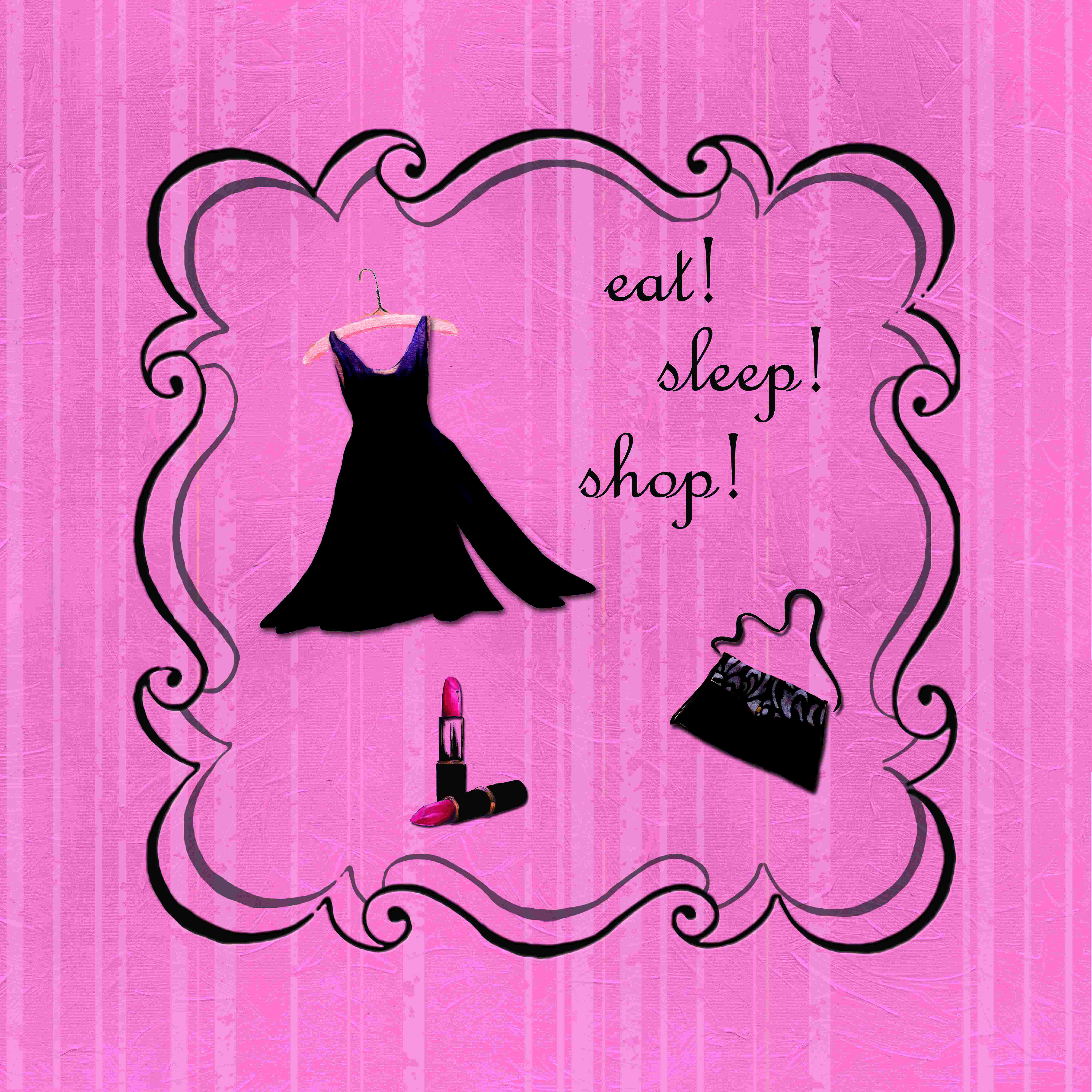 House of Hampton® Eat Sleep Shop - Wrapped Canvas Painting | Wayfair