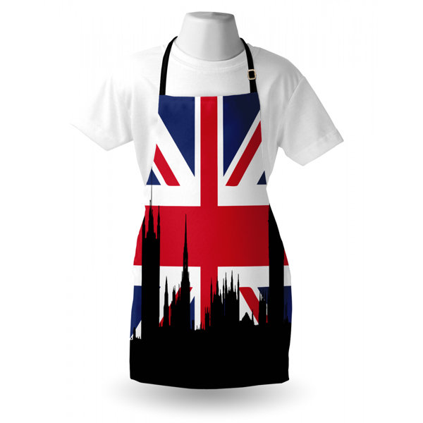 East Urban Home Houses of the Parliament Silhouette on UK Flag Apron ...