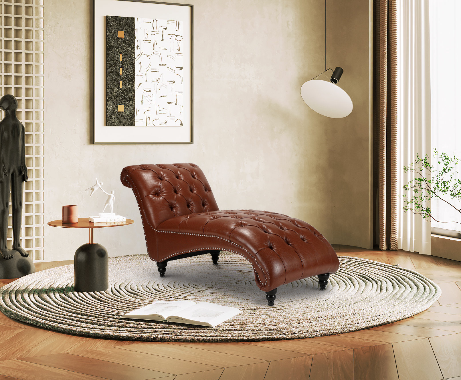 Charlton Home® Ambar Vegan Leather Chaise Lounge | Wayfair