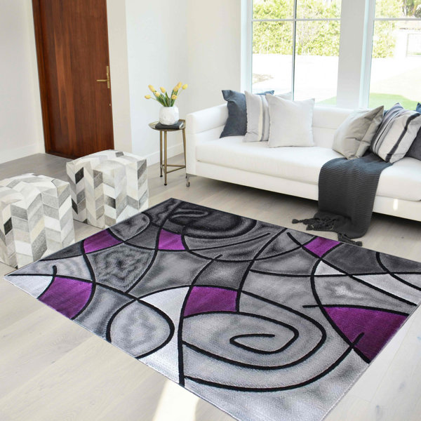Ivy Bronx Elienor Abstract Purple Area Rug | Wayfair