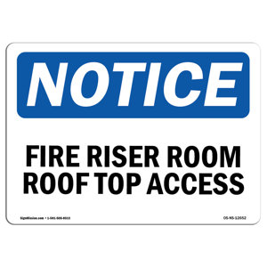 SignMission Fire Riser Room Roof Top Access | Wayfair