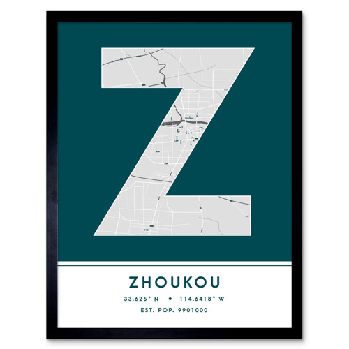 Wee Blue Coo Zhoukou City Map Zhoukou Teal by Wee Blue Coo - Picture ...