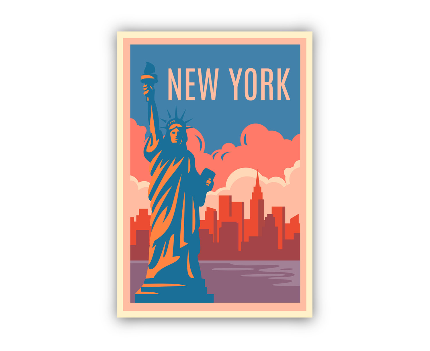 Trinx New York Retro Style State Travel Poster, Vintage Unframed Print ...