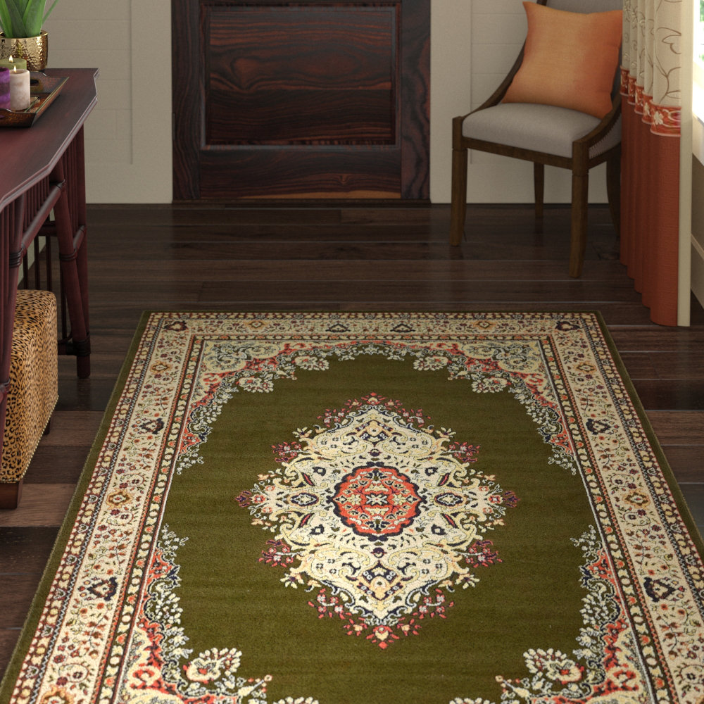 World Menagerie Balthrop Floral Area Rug in Green & Reviews | Wayfair