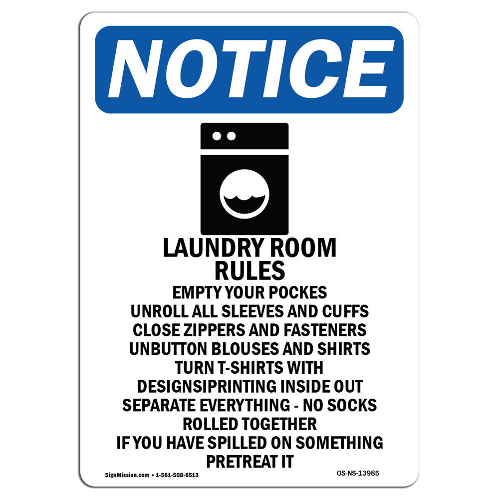 SignMission Laundry Rules Empty Sign with Symbol | Wayfair