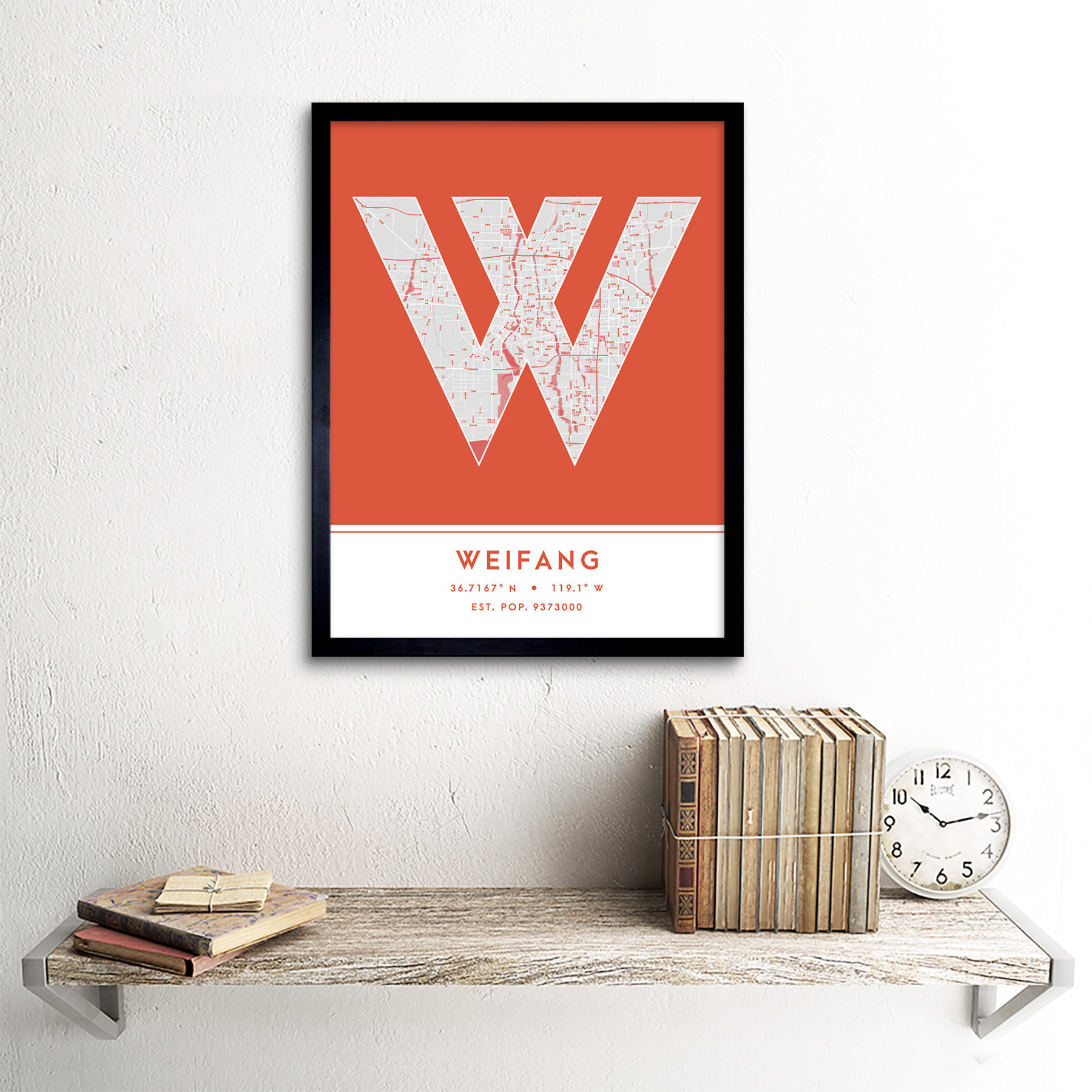 Wee Blue Coo Weifang City Map Weifang Orange by Wee Blue Coo - Picture ...
