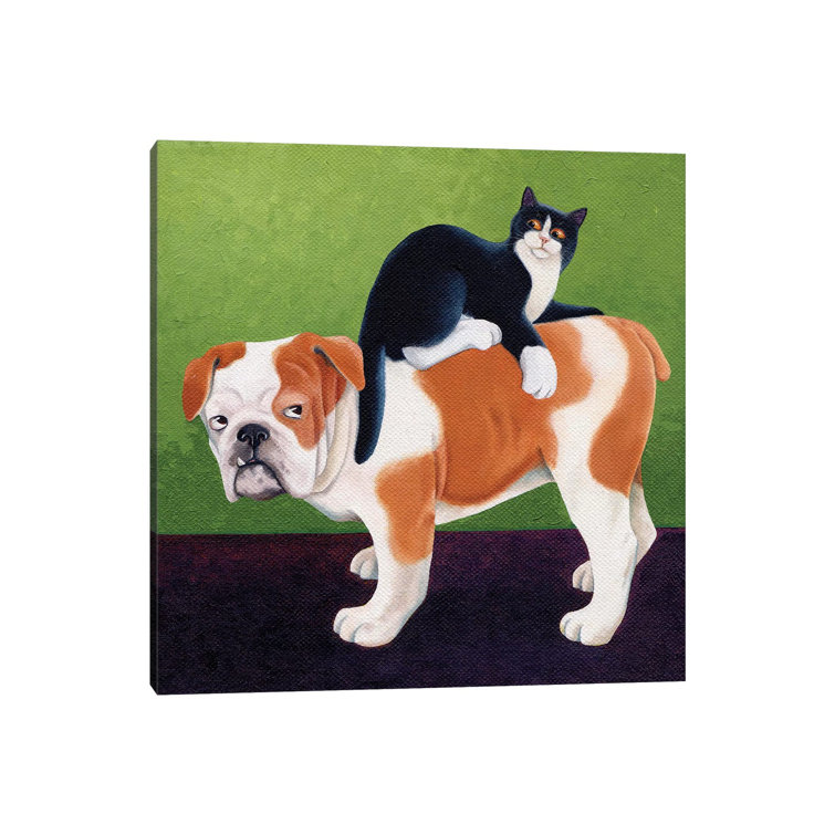 Rosalind Wheeler Bulldog And Cat by Vicky Mount - Painting on Canvas ...